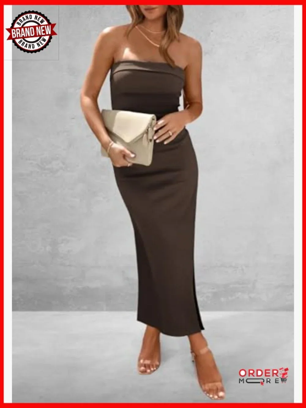 Dresses | Strapless Ribbed Knit Maxi Tube Bodycon Dress Side Slit Going ...
